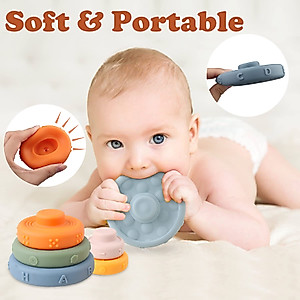 Majobee Baby Sensory Stacking Toys Rings, Montessori Infant Blocks Toys for Educational Developmental Toddler 1-3 Learning Activities, Baby Girls Boys Gifts for 6 9 12 18 Month One Year Old Newborn