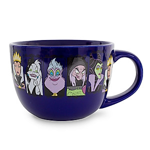 Disney Villains Close-Up Panels Ceramic Soup Mug | Bowl For Ice Cream, Cereal, Oatmeal | Large Coffee Cup For Espresso, Caffeine, Beverages | Halloween Gifts and Collectibles | Holds 24 Ounces