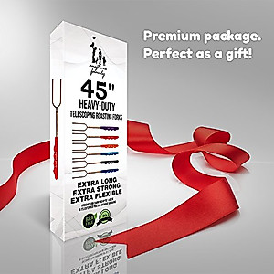 anytime family Extending Marshmallow Roasting Sticks 45" - 6 Premium Telescoping STAINLESS STEEL S’mores Skewers; Campfire, fire pit, camping. S'mores recipes eBook (Multicolor, 6 sticks)