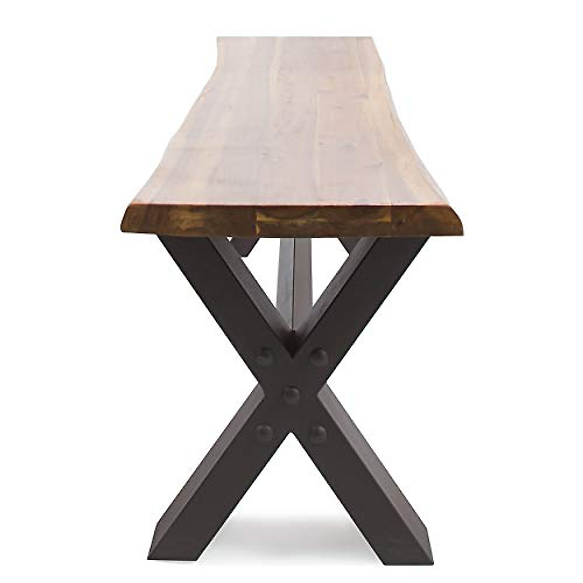 Christopher Knight Home Sanibel Outdoor Acacia Wood Dining Bench, Teak Finish / Rustic Metal