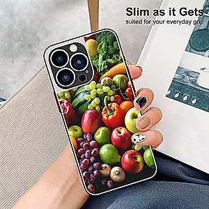 EMPYRI Fresh Fruits and Vegetables Printed Frosted Phone Case for iPhone 13 Pro Max-6.7 Inch, Shockproof Phone Cover with Wireless Fast Charging, Acrylic Back, Not Yellowing