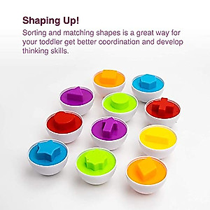 Matching Eggs - Toddler Toys - Color Shapes Matching Egg Set - Educational Color, Shapes and Sorting Recognition Skills - Sorting Puzzle for Kid Baby Toddler Boy Girl, Easter Basket Gift (12 Eggs)