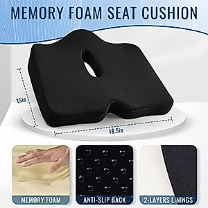 COTAZA Donut Cushion for Tailbone Pain, Office Chair Cushion for Butt, Hemorrhoid Pain Relief, Pressure Relief Seat Cushion for Hip Pain, Butt Pillow, Wheelchair, Black