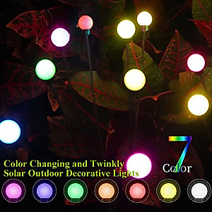 Anordsem Solar Garden Lights - 2 Pack Colorful Flashing 8 LED Solar Firefly Lights, Swaying Outdoor Decor Lights Waterproof for Garden, Patio, Yard, Flowerbed Decoration