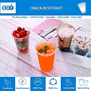 EDI [20 oz. - 100 Sets] Crystal Clear Disposable PET Plastic Cups with Flat Lids and Straws