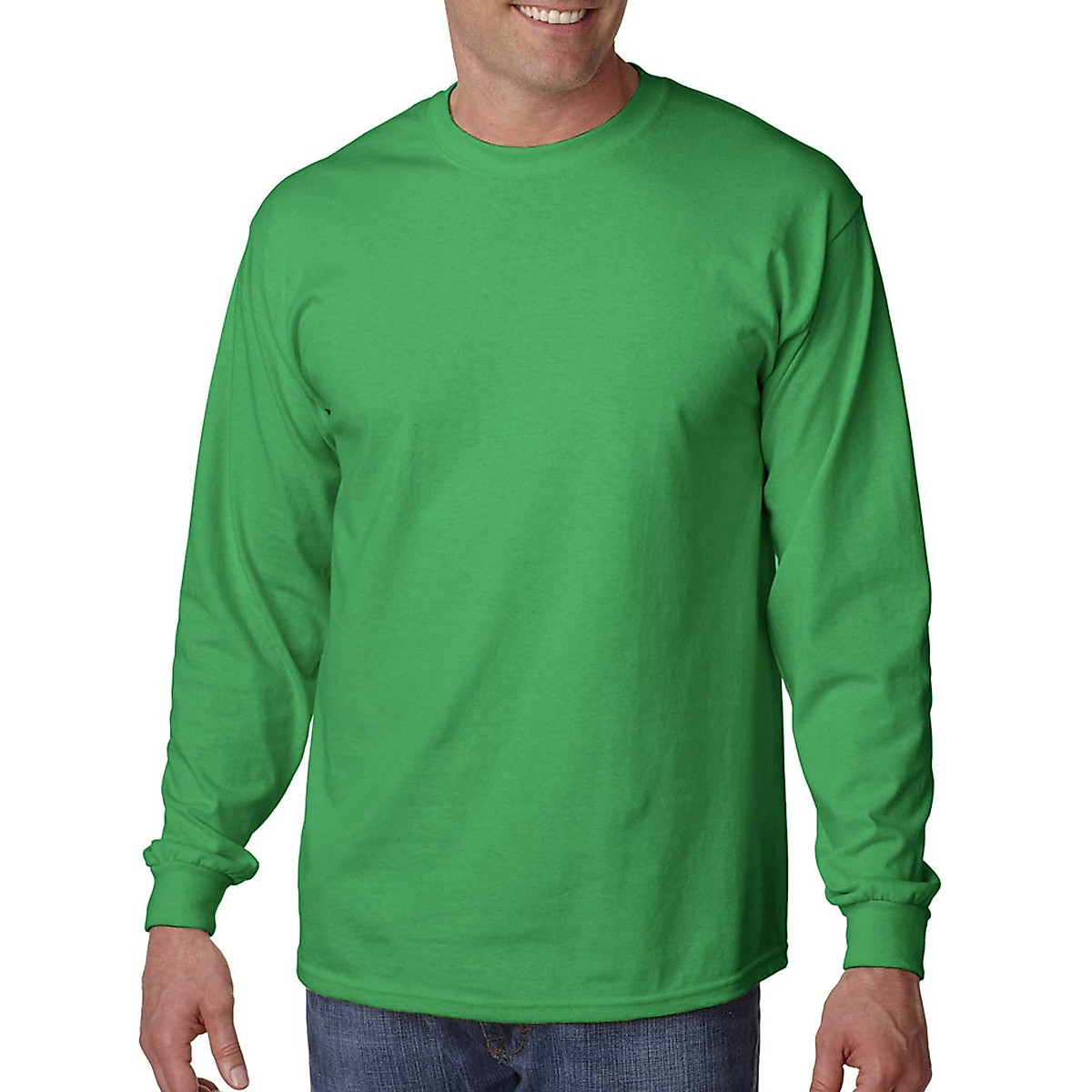 Gildan Ultra Cotton 6 Oz. Long-Sleeve T-Shirt (G240)- Irish Green,Large