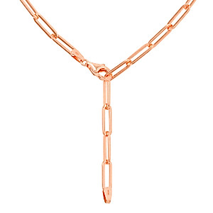 Paperclip Chain Necklace 14k Gold – Real Yellow White Rose luxury Jewelry Pendant – Nice Women and Girls Gift - Available in Your Choice of Length 16’’ to 36’’ - Wide 4MM - Lobster Clasp (Rose, 18)