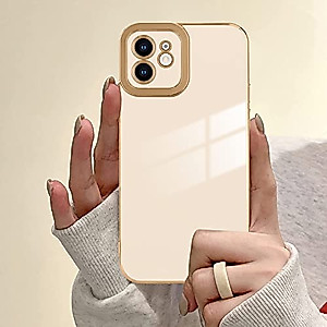 Lafunda Compatible for iPhone 11 case,Plating Cases for Women Girls Luxury Cute Electroplated Golden Edge,Shockproof TPU Bumper with Silicone Camera Protective Phone Cover for iPhone 11 White