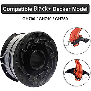 THTEN DF-065 String Trimmer Spools Compatible with Black and Decker GH710 GH700 GH750 RC-065, DF-065-BKP Weed Eater Refills Line 36ft 0.065" Auto-Feed Dual Line Edger+ RC-065-P Spool Cover Cap 3+1