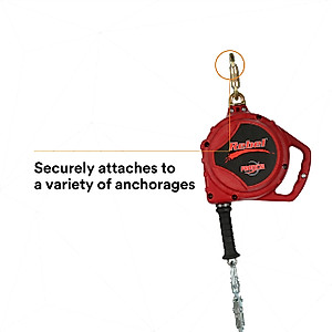 3M Personal Protective Equipment Protecta Rebel, 3590500 Self Retracting Lifeline, 33-Feet Galvanized Cable, Thermoplastic Housing, Carabiner, 420LB Capacity, Red