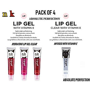 4 Pack Nicka K Lip Gel (CLEAR, STRAWBERRY, CHERRY, BUBBLE GUM)