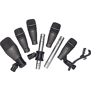 Samson DK707 7-Piece Drum Microphone Kit with 2 Tripod-Base Mic Boom Stands, Low Profile Microphone Stand with Telescoping Boom and 7 Premium XLR Mic Cables