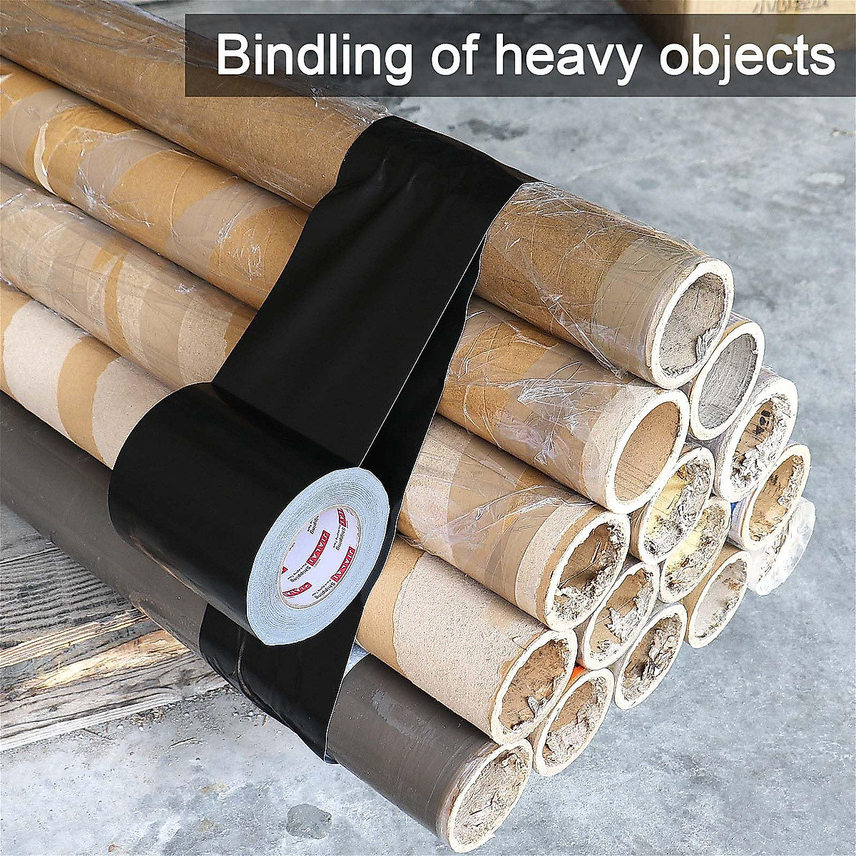 JIALAI HOME Black Duct Tape, Wide Roll, Industrial Grade 5 inches x 55 Yards (164 ft), 9 Mil Heavy-Duty, Waterproof, Strong, Flexible, No Residue, UV Resistant for Crafts & Home Improvement