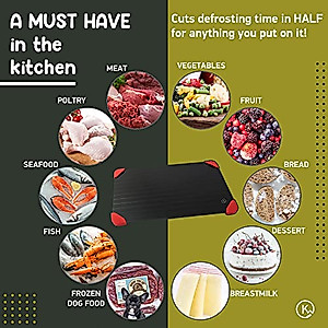 Meat Defroster Tray; Quick Thaw Defrosting Tray for Frozen Meat, Fruit & Vegetables; Large & Fast Defrosting Tray for the Whole Family; Thawing Tray Thaws Frozen Food in Minutes; Great Kitchen Gift
