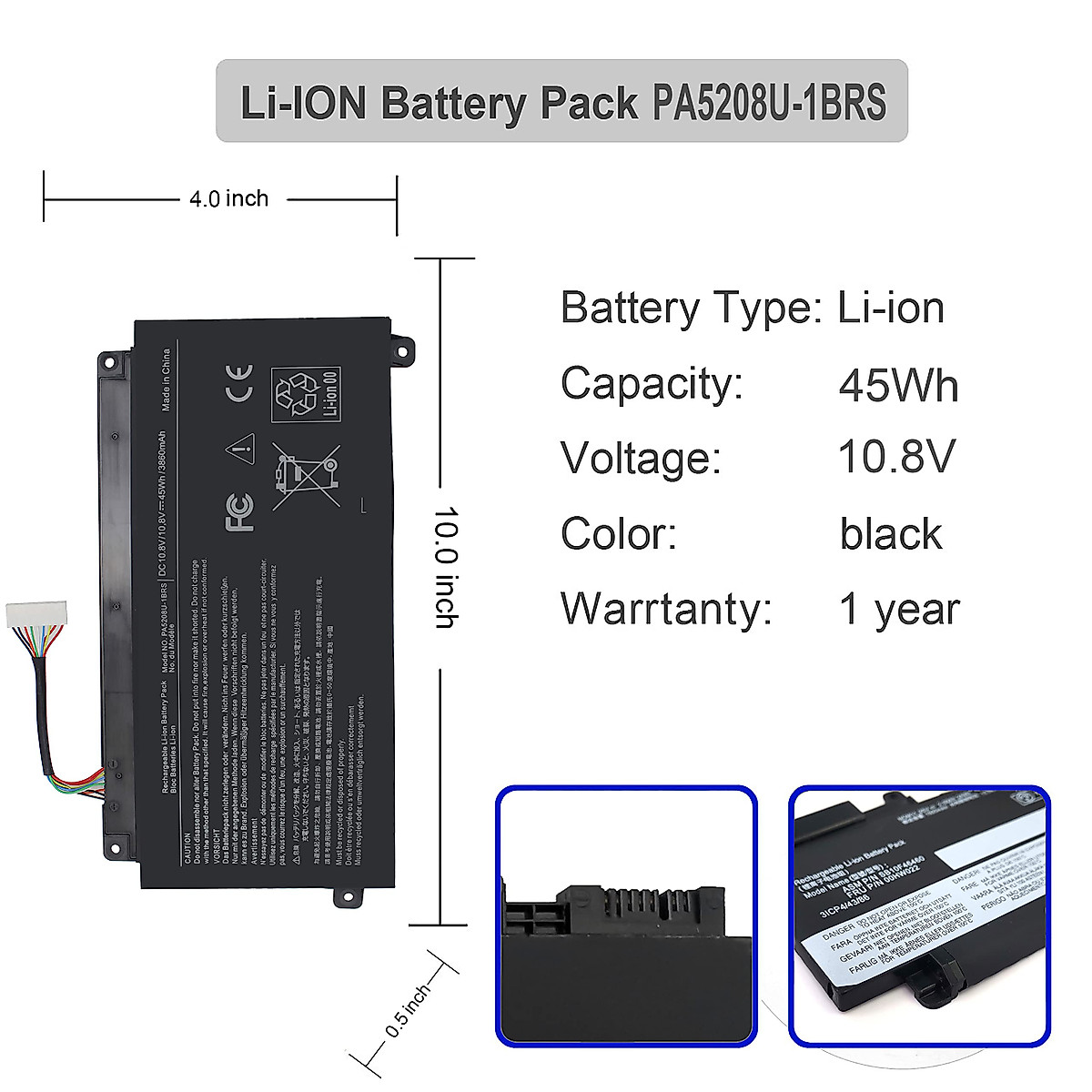 Gomarty PA5208U-1BRS Battery Compatible with Toshiba Satellite P55W E45W E45W-C4200X E45W-C4200 P55W-C5204 P55W-C5208 P55W-C5200X P55W-C5314; Chromebook CB35-B3330 CB35-B3340 CB35-C3300 CB35-C3350