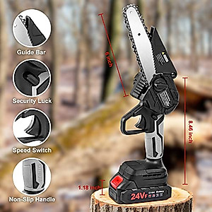 Gocheer Mini Chainsaw 6 Inch, Upgraded Electric Cordless Chainsaw Portable Handheld Chainsaw with 24V Rechargeable Battery, Mini Chainsaw Cordless for Branch Wood Cutting Tree Pruning Branches Shears