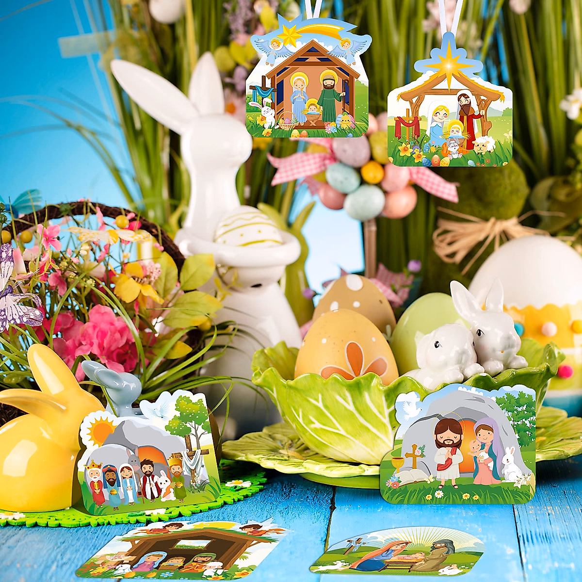 Jutom 40 Pieces Make an Easter He Lives Sticker Scenes Easter Stickers Easter Resurrection Stickers Craft Kit DIY Religious Craft for Easter Party Religious Spring Activity