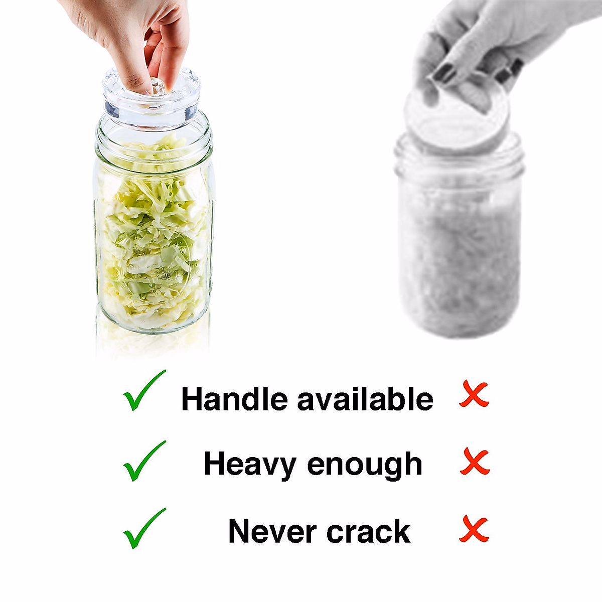 4-Pack of Fermentation Glass Weights with Easy Grip Handle for Wide Mouth Mason Jars