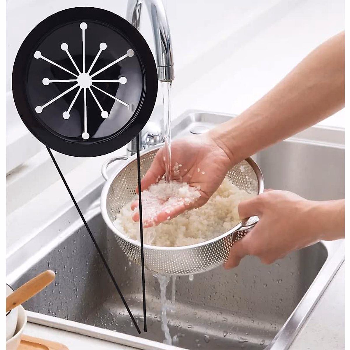 Garbage Disposal Splash Guards Collar Sink Baffle, 3-1/8 Inch Kitchen Sink Drain Splash Guard, Multi-Function Kitchen Drain Plugs for GE, Whirlaway, Sinkmaster and Waste King (Black)