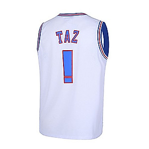 TUEIKGU #! Taz Space Movie Basketball Jersey for Men 90s Hip hop Clothing for Party (White, XX-Large)