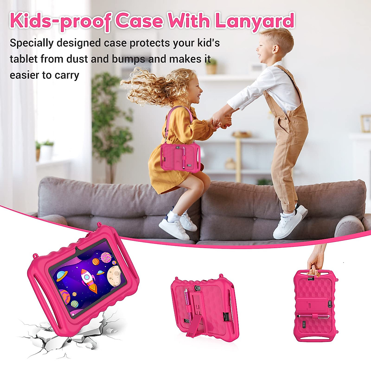 Tablet for Kids,7 inch Tablet for Toddlers 3GB RAM 32GB ROM, Android 12.0 Kids Tablet with Dual Camera, WiFi, Bluetooth, Parental Control, Shockproof Case, YouTube, Netflix,Toddler Tablet for Children