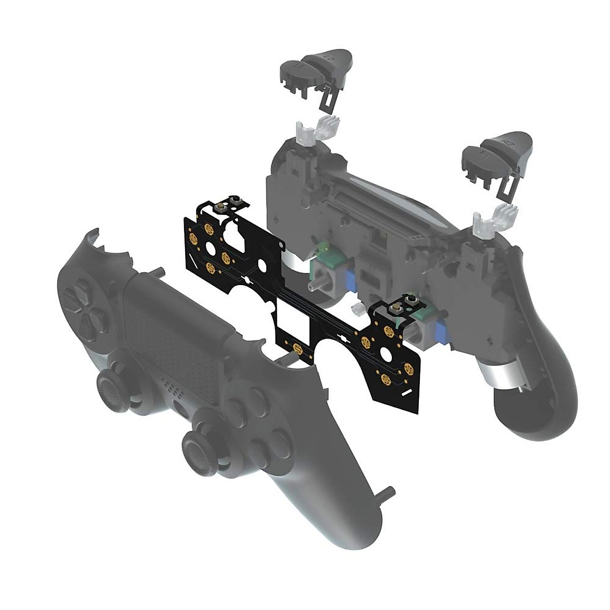 eXtremeRate Clicky Hair Trigger Kit for PS4 CUH ZCT2 Controller Shoulder Buttons, Custom Flashshot Trigger Stop Flex Cable for PS4 Slim Pro Controller JDM-040/050/055