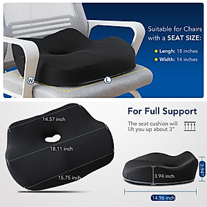 Seat Cushion for Desk Chair Cushion for Hip Tailbone Pain Relief Memory Foam Seat Cushion for Car, Driver, Office Desk Chair Cushion for Gaming Ergonomic Patented Office Chair Cushion Pad Donut Pillow