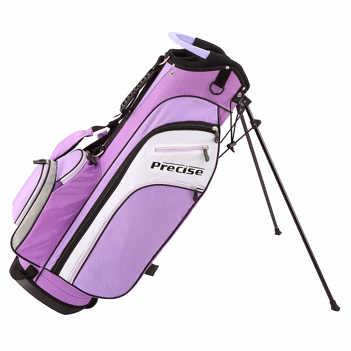 Precise M3 Ladies Womens Complete Golf Clubs Set Includes Driver, Fairway, Hybrid, 7-PW Irons, Putter, Stand Bag, 3 H/C's Purple - Regular, Petite or Tall Size! (Petite Size -1", Right Handed)