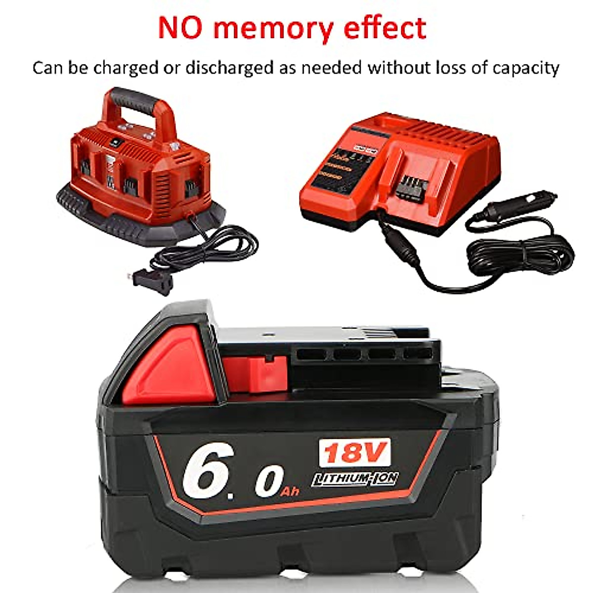 waitley 18V 6.0Ah Replacement Battery Compatible with Milwaukee M18 18v 6000mAh M18B Lithium-Ion Battery Cordless Power Tools