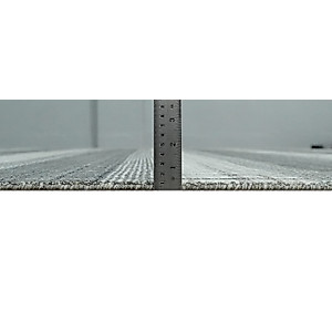 Modern Hand Made Stripes Scandinavian Blended Wool Flatwoven Area Rug, Ivory, Gray and Brown, 8x10 | KE23810