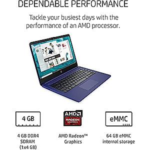 2022 HP Pavilion Laptop, 14-inch HD Touchscreen, AMD 3000 Series Processor, Long Battery Life, Webcam, HDMI, Windows 10 + One Year of Office365 (14, 16GB RAM | 576GB Storage, Blue)