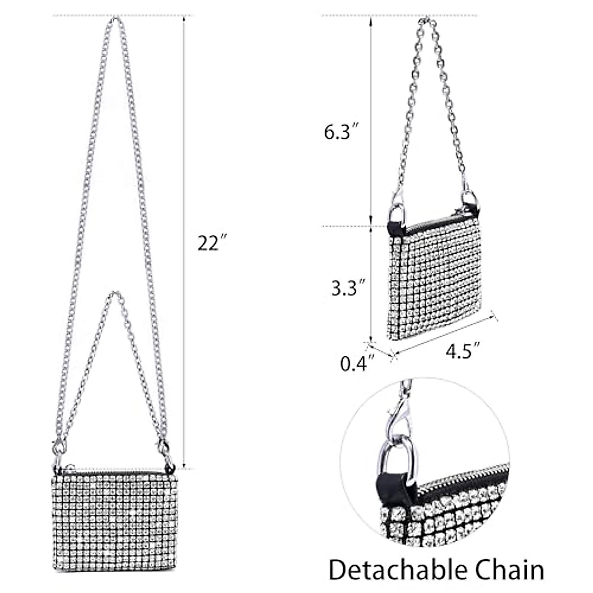 NEWROGENG Mini Purse Rhinestone Evening Bag, Sparkly Party Purses for Women Evening Small Crossbody Bag Handbag