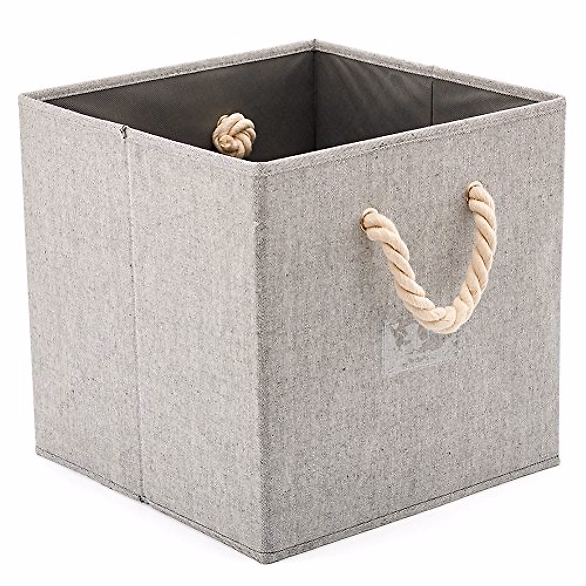 EZOWare Set of 3 Storage Baskets Cubes Bins with Cotton Rope Handle, Collapsible Boxes Organizer Container - Gray for Nursery toys Household items -13inch