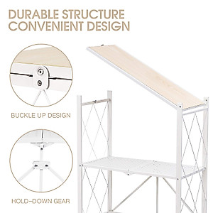 APEXCHASER 4-Shelf Foldable Storage Shelves with Wheels, Freestanding Metal Wire Shelf Rack, No Assembly Storage Shelves for Office, School, Kitchen,Garage