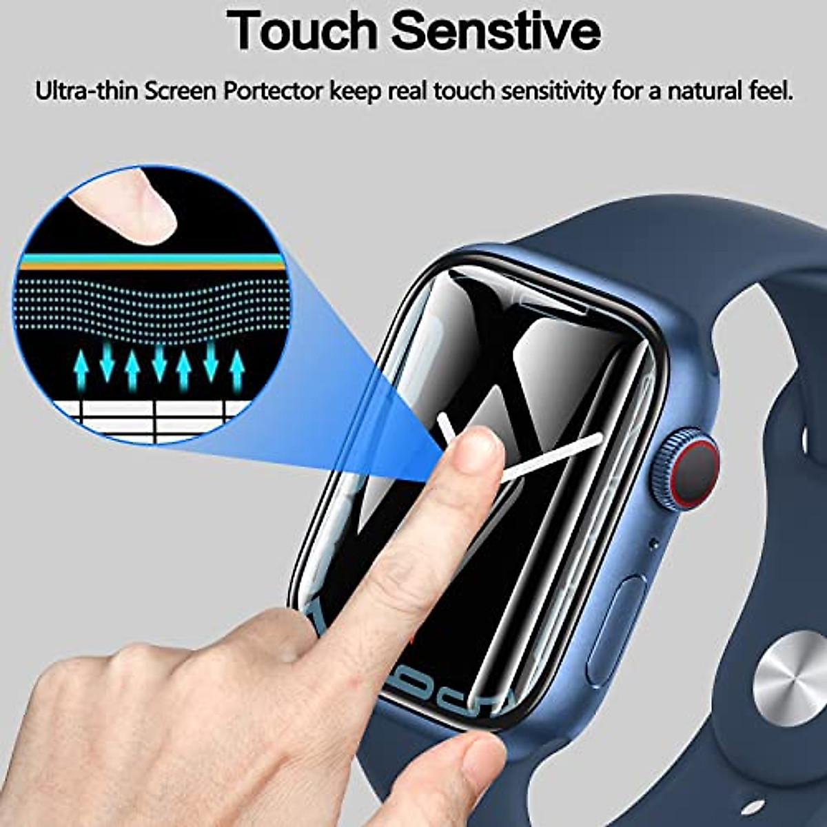 YMHML [2 Pack] Screen Protector for Apple Watch Series 8 Series 7 45mm, 3D Curved Full Coverage Ultra Thin Soft Protector Film for iWatch S7 45mm