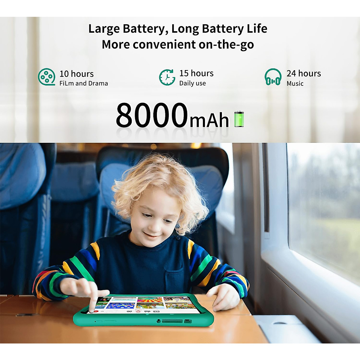 NOBKLEN Kids Tablet 10 Inch, Android 13, 4GB+64GB, 8-Core CPU, WiFi 6, 12H Battery Life, Parental Control, 1280 * 800 HD Display, Dual Cameras, Shockproof Case, Pre-Installed Educational Apps