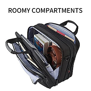 KROSER Laptop Bag 17.3 Inch Premium Laptop Briefcase, Expandable Water Repellent Laptop Shoulder Messenger Bag Durable Computer Case for Business/Travel/Men/Women (Black/Red)