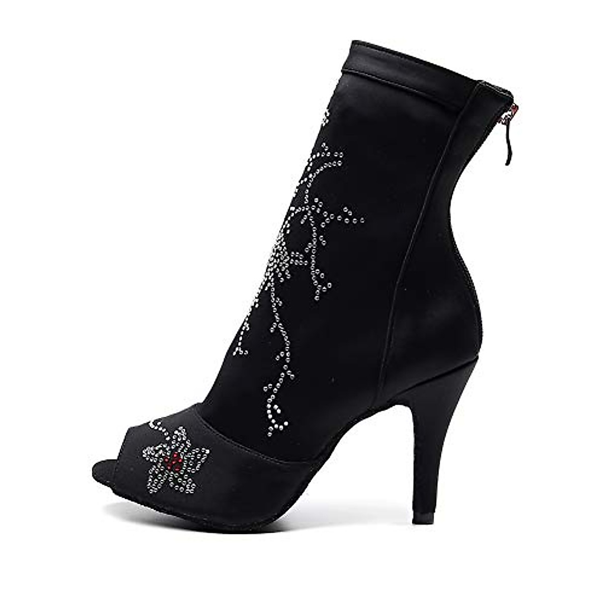 HROYL Womens&Girls New Style Latin Salsa Ballroom Dance Shoes,ZU-QJW1022,BlackSilver-8.5-007#-42,US9.5