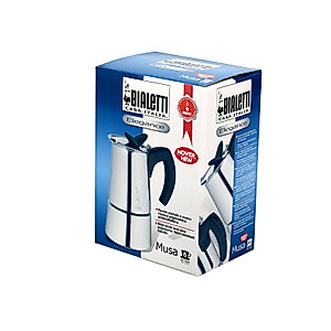 Bialetti - Musa, Stovetop Coffee Maker, Suitable for all Types of Hobs, Stainless Steel, 6 Cups, Silver