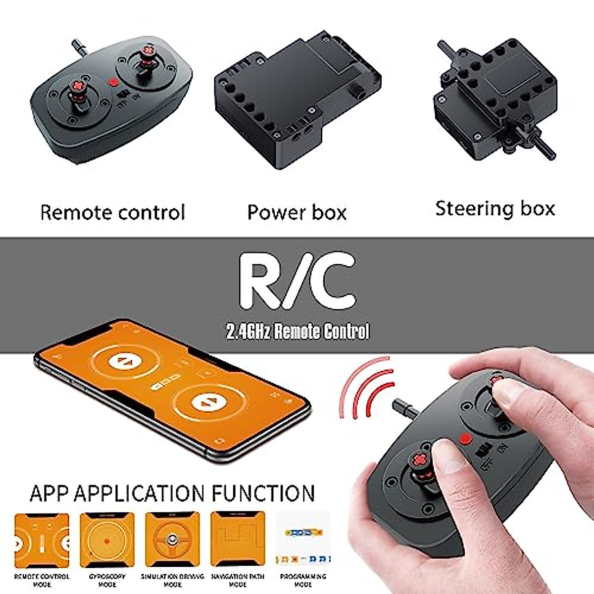 HEGOAI Remote Control Sports Car Building Set, Can Be Transformed STEM RC Car or Robot Model Set, Construction Toys for 7-9 Year Old Boys, 514 Pieces (Compatible with Lego Sets)