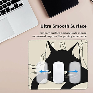 Black Cat Mouse Pad Cute Anime Kawaii Mouse Pads for Wireless Mouse Small Office Computer Mousepad for Desk Laptop with Non-Slip Rubber Base Mouse Mat, Sleepy Cat