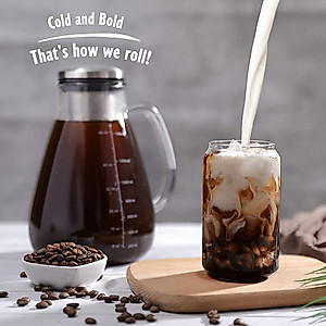 YMMIND Cold Brew Iced Coffee Maker 51oz, Brewed Coffee Pot with Removable Double Mesh 304 Stainless Steel Filter, BPA-Free Cold Brew Pitcher Glass Container, Tea Maker