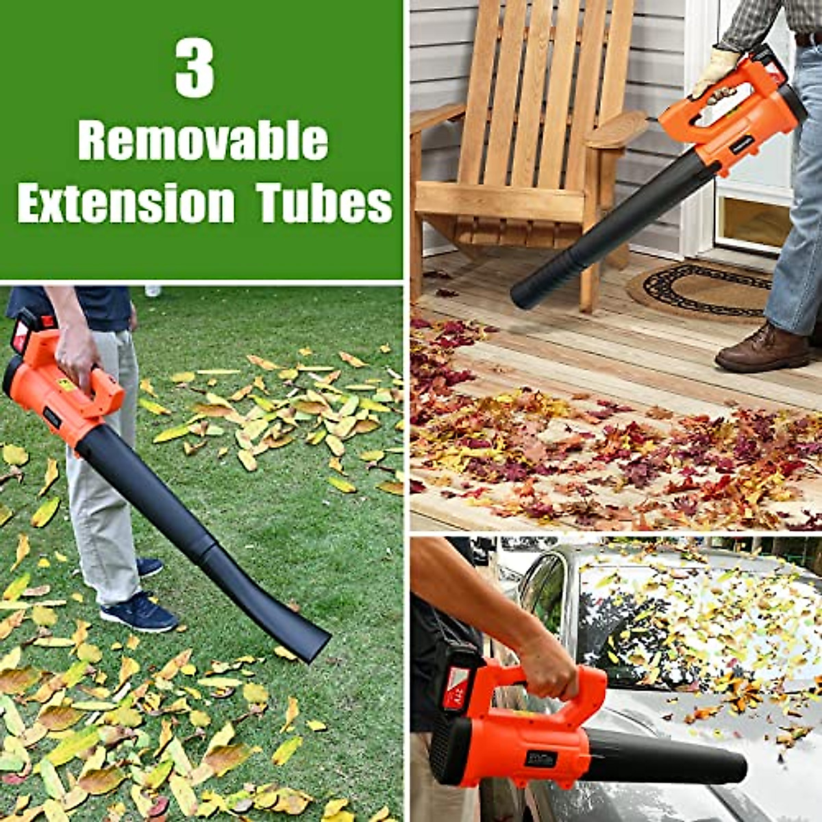 Cordless Leaf Blower with Battery & Charger(400 CFM 150 MPH),6-Speeds Electric Leaf Blower Powered for Lawn Care, Lightweight Handheld Powerful Blower for Yard | Patio | Jobsite