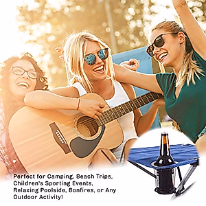 Wakeman Portable Folding Camping Table with 2 Cupholders and Carrying Bag - for Camping, Hiking, Picnics, Sporting Events, and The Beach (Blue)