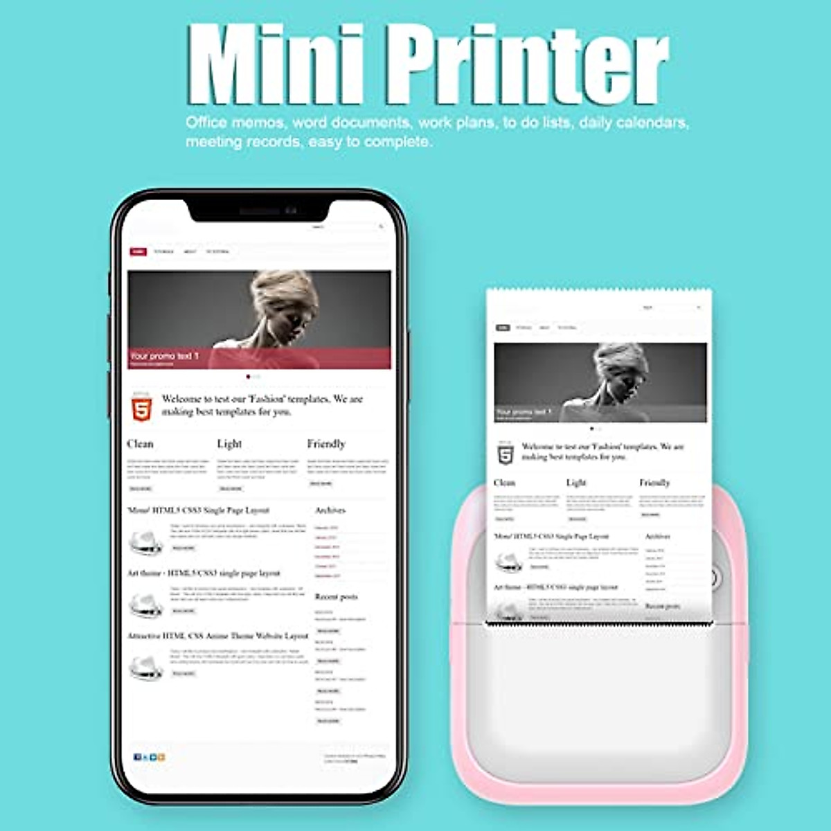 plplaaoo Label Printer,Multipurpose Wireless Printer,Portable Smart Mini Bluetooth Label Printer,203DPI USB Charging,Inkless,Thermal Label Printer,for iBleem