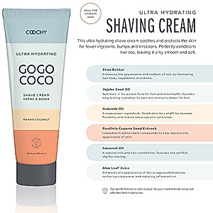 Coochy Ultra Hydrating Shaving Cream | Prevents Irritation, Bumps & Dry Skin | Doubles as Hair Conditioner | Coconut Oil, Tea Tree Oil, Jojoba Oil, Shea Butter & Aloe Vera | Mango Coconut 8.5oz/250mL