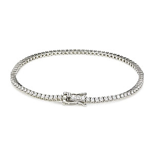 tianzuan Hip Hop Iced Out 925 Silver Moissanite Tennis Chain Bracelet 2mm width VVS White Round Synthetic Diamond Jewelry(6.5 inches)