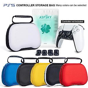 ASFSKY PS5 DualSense Controller Carry Case PS5 Controller Storage Bag Travel Carrying Case Holder Shockproof Protective Hard Case for PlayStation 5 DualSense Controller (WHITE+BLACK)