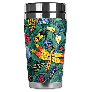 Mugzie Bugs Travel Mug with Insulated Wetsuit Cover, 16 oz, Black