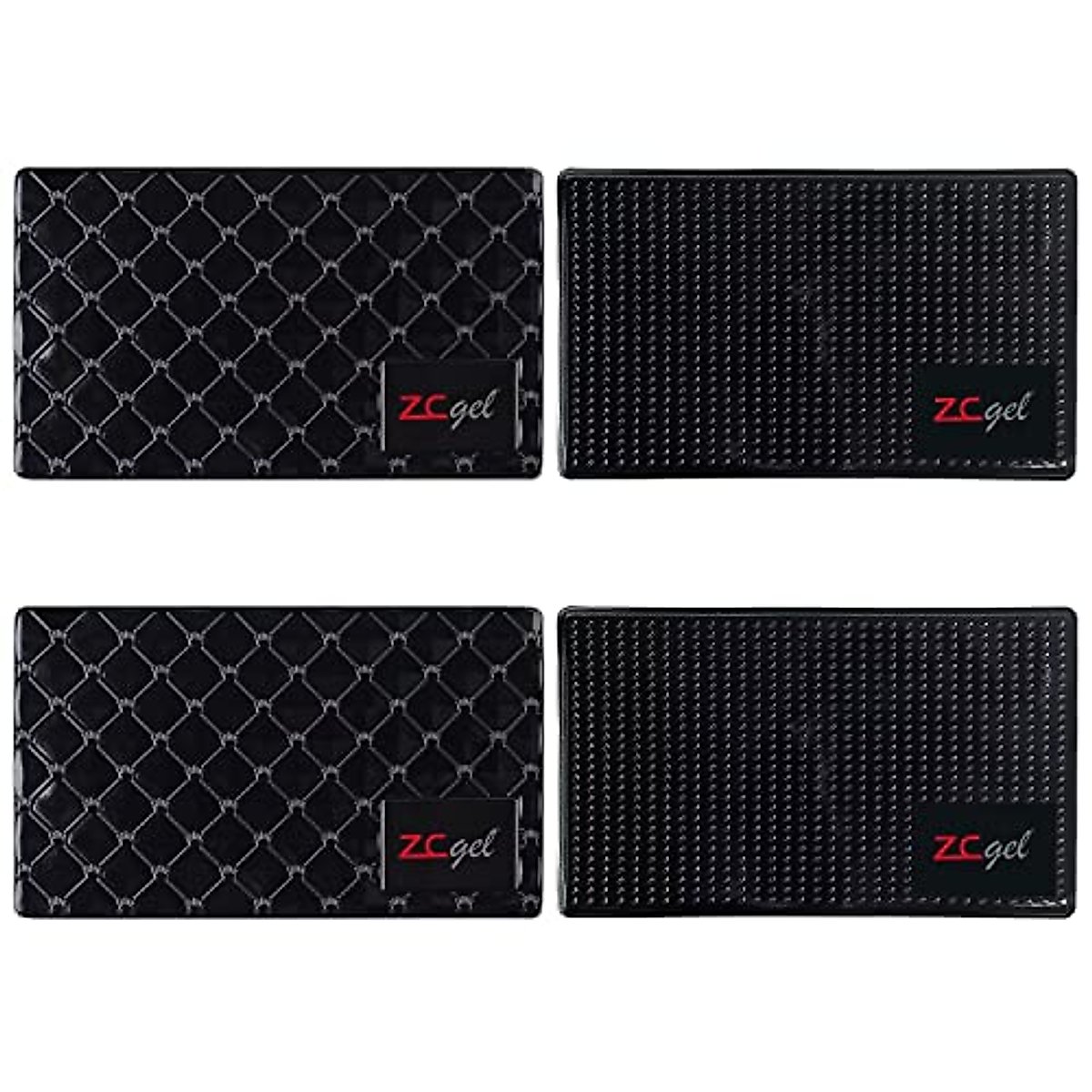 ZC GEL Sticky Dash Pad (4 Pack), Removable and Traceless Car Dashboard Mat with Heat Resistant, Sticky Non-Slip Dashboard Gel Pad for Cell Phone, Sunglasses, Keys, Coins and More (Size: 5.9" x 3.5")